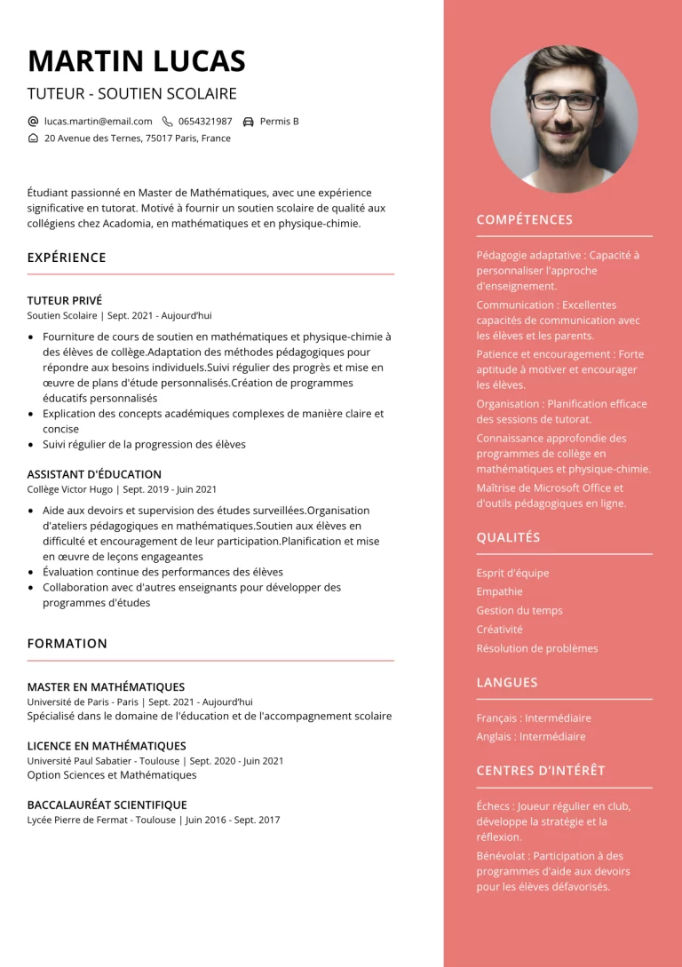 CV Job étudiant : Modèle + Exemples à télécharger | Gratuit